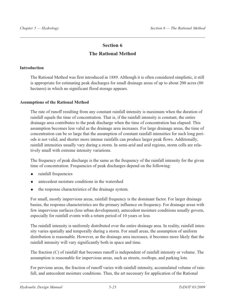 Chapter 5 - Hydrology Section 6 - The Rational Method | PDF | Surface ...