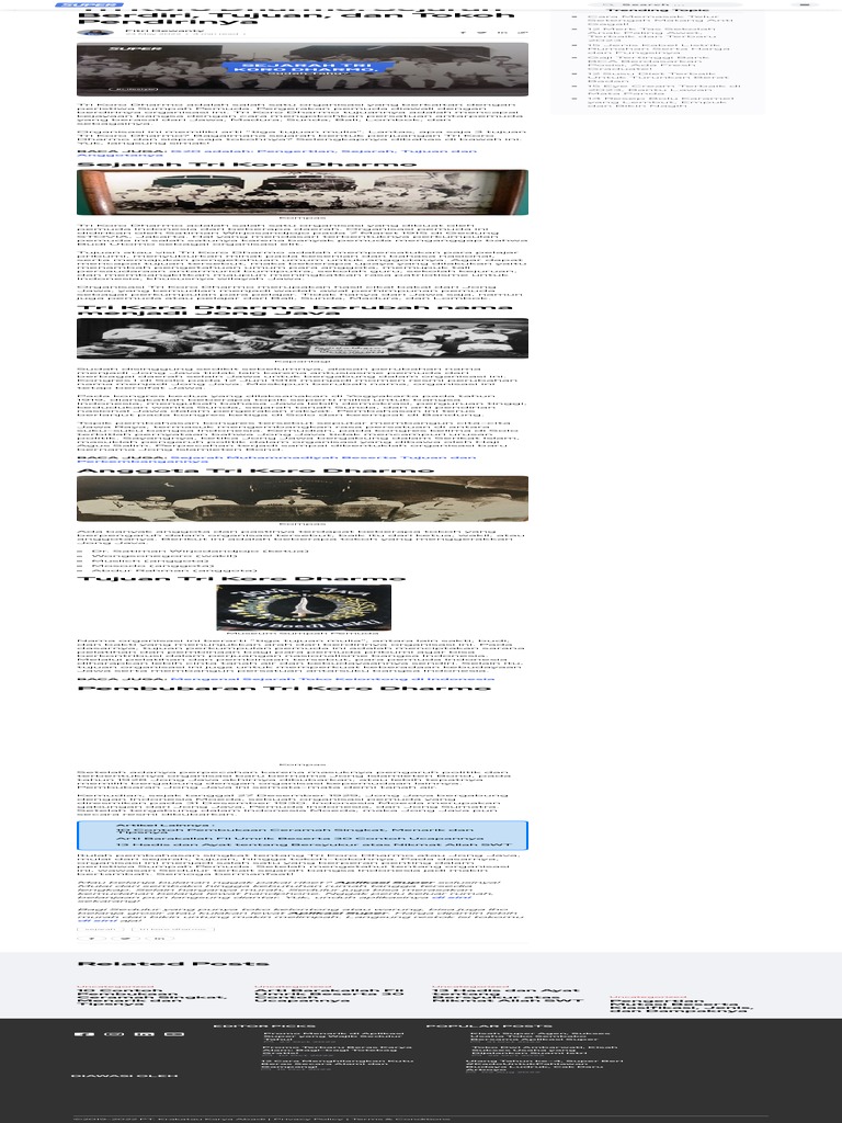 Tri Koro Dharmo Sejarah Berdiri, Tujuan, Dan Tokoh Pendirinya | PDF