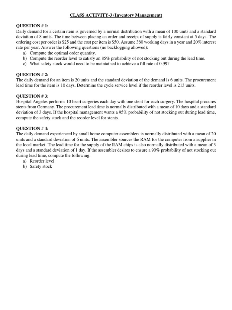 Inventory Management Class Activity | PDF