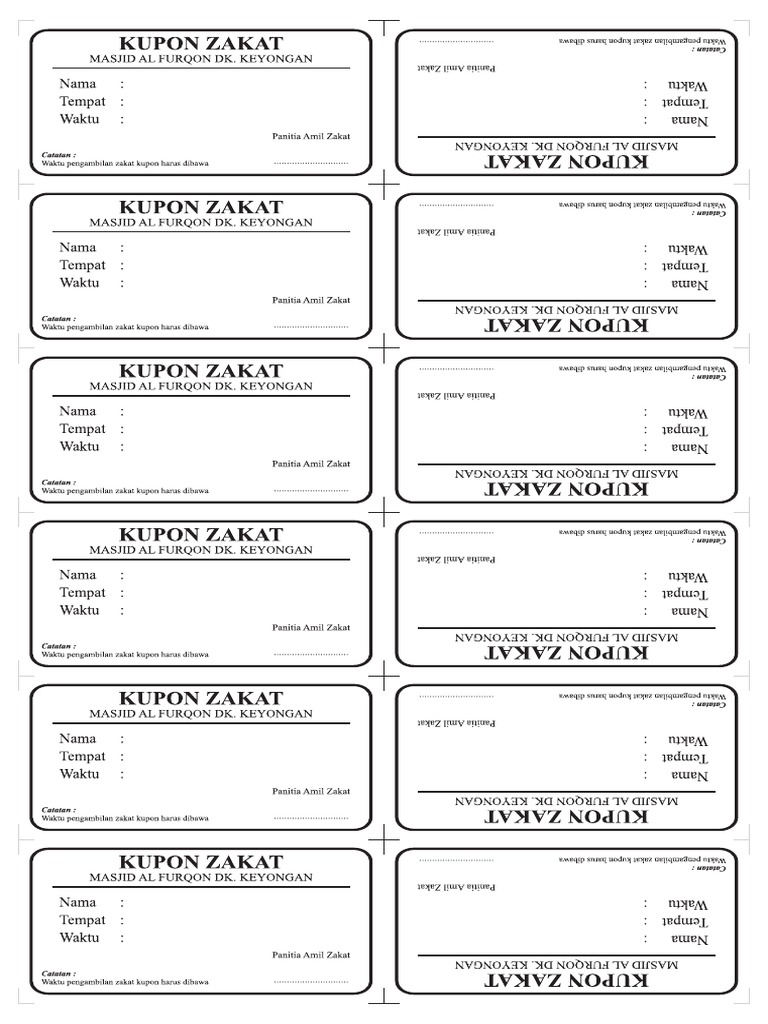 Kupon Zakat A4 | PDF