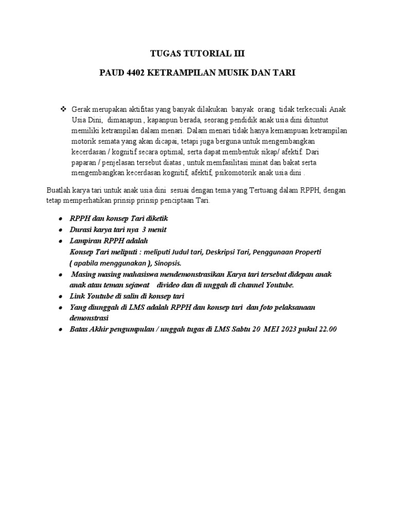 Tugas Tutorial Iii - Paud4402 | PDF | Karier & Perkembangan | Sains & Matematika