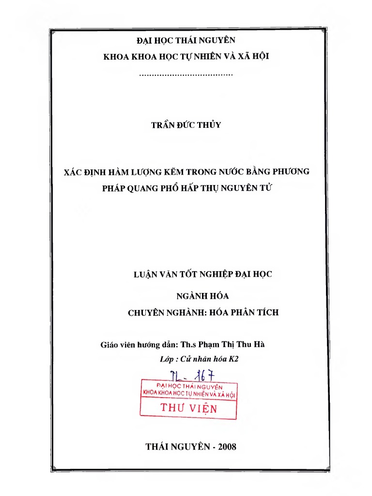Xac Dinh Ham Luong Kem Trong Nuoc Bang Phuong Phap Quang Pho Hap Thu Nguyen Tu-Tailieuvn - Com ...