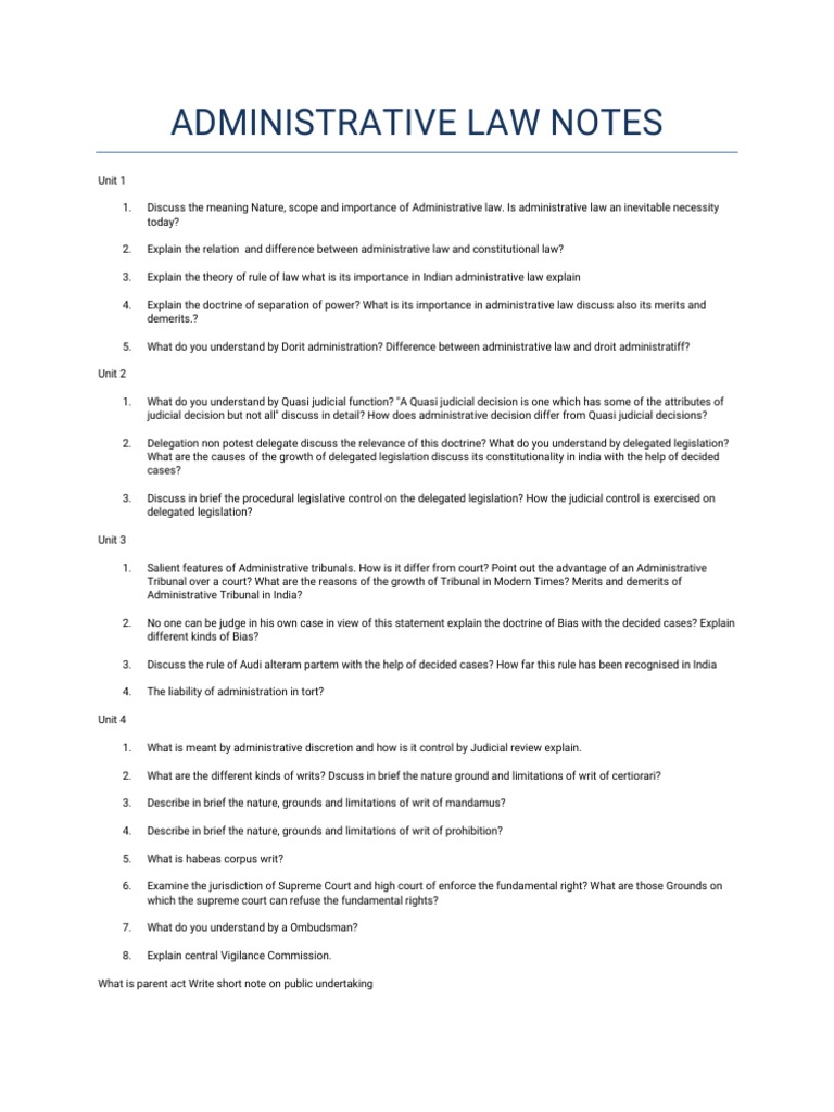 Administrative Law Study Guide | PDF