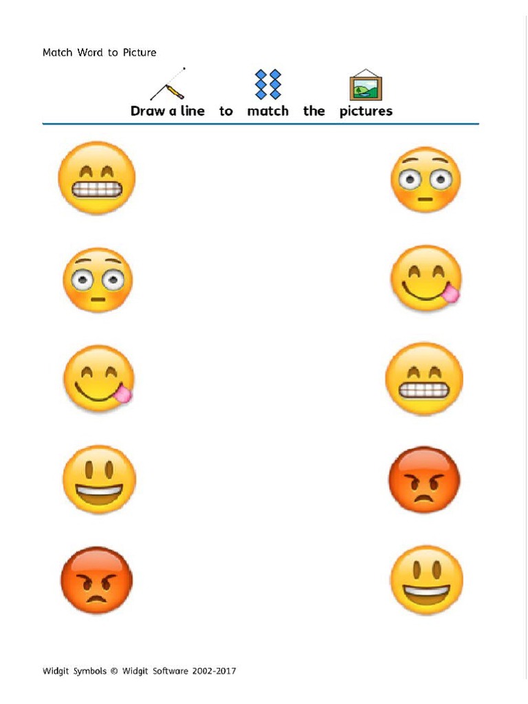 Worksheet - Emoji Line Match SEN | PDF