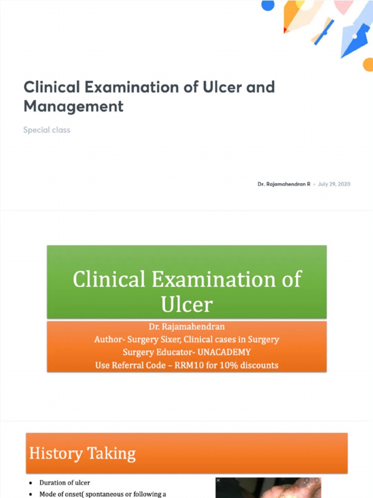Clinical Examination of Ulcer and Management No Anno | PDF