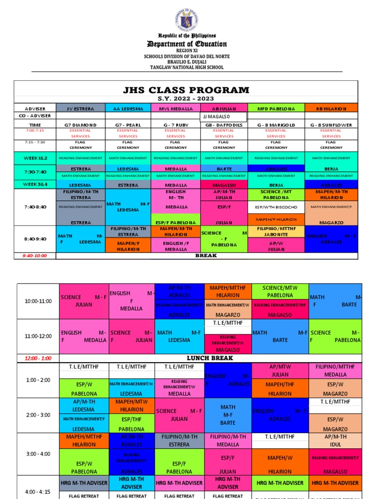 Class Program 2022 2023 1 | PDF