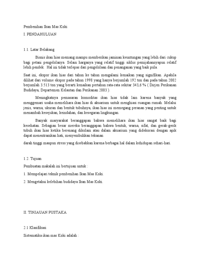 Pembenihan Ikan Mas Koki | PDF | Kesehatan Holistik