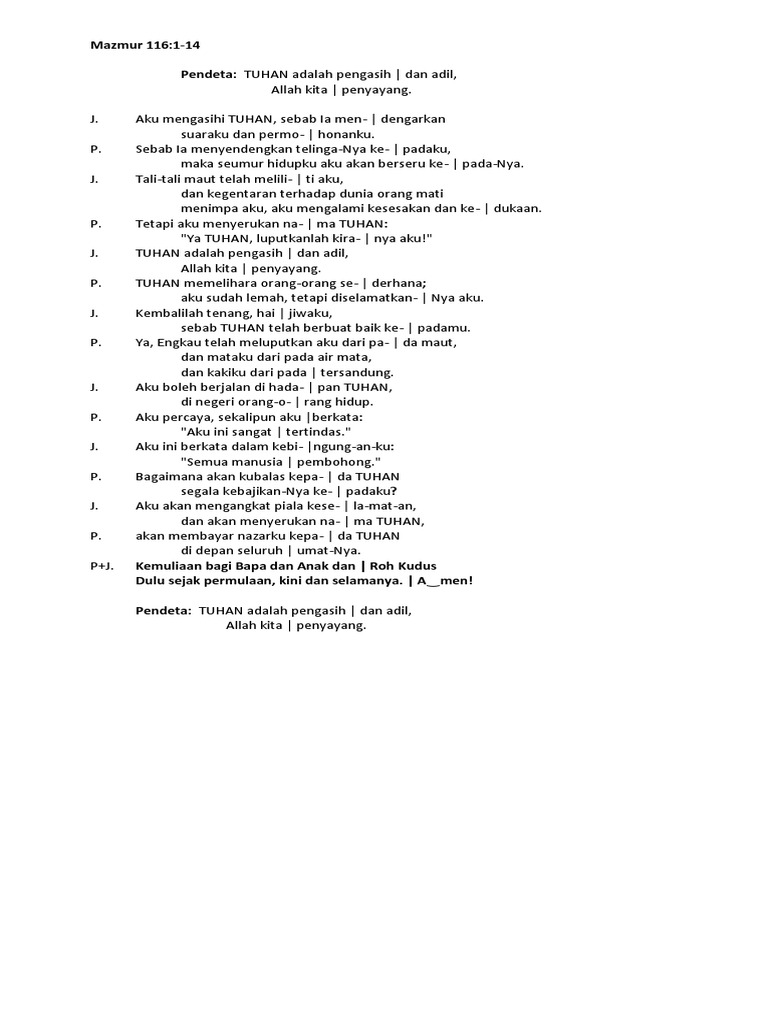 Mazmur 116,1-14 | PDF