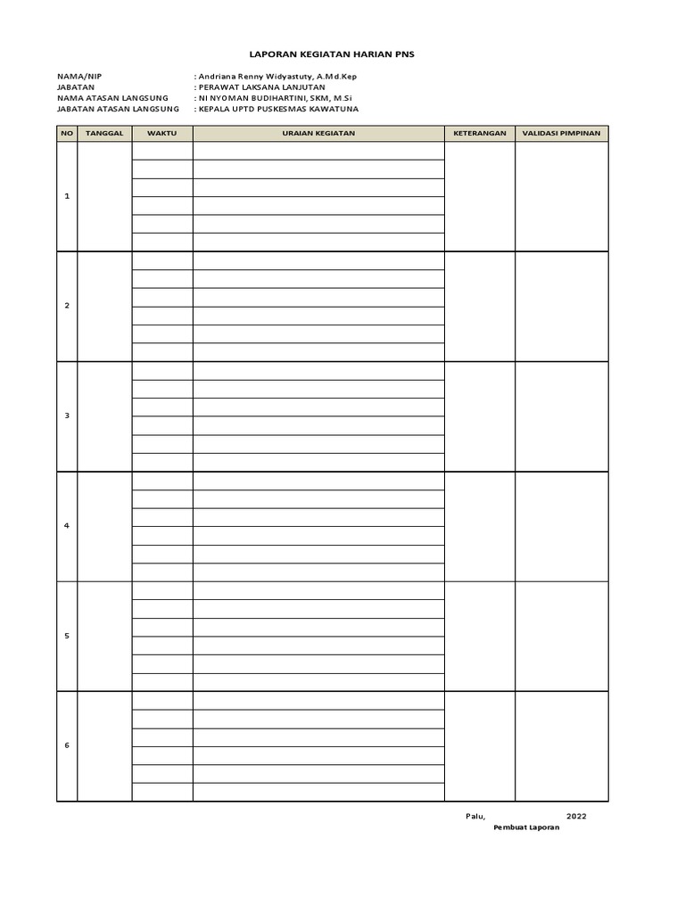 Format Laporan Harian | PDF