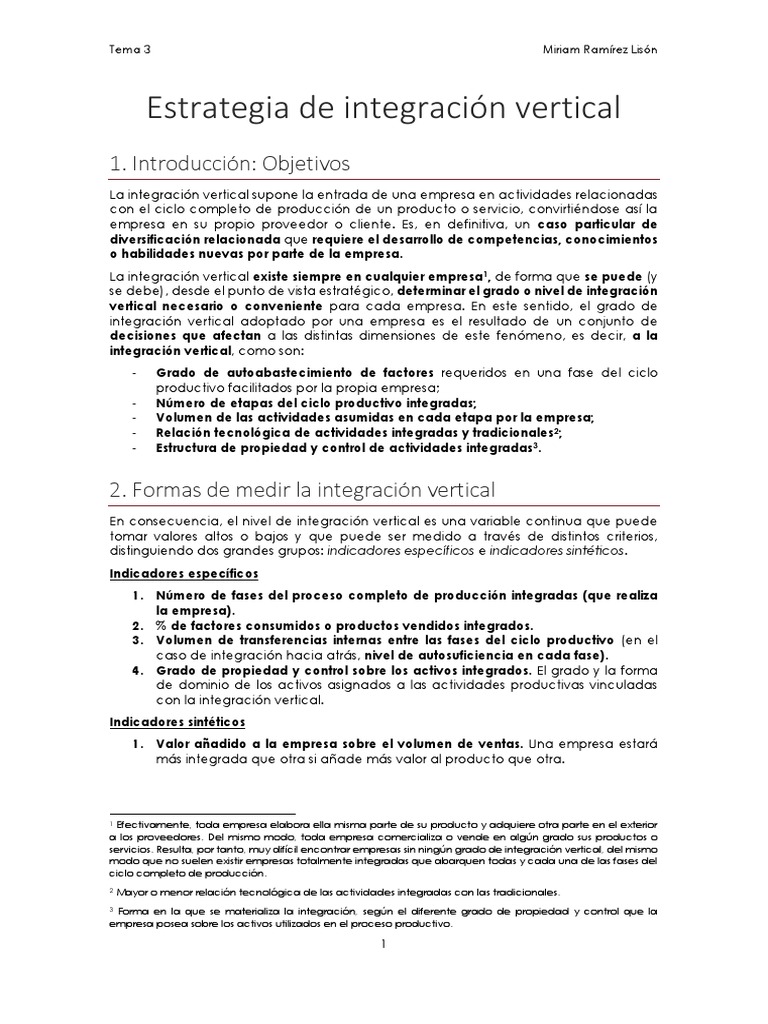 Tema 2-ESTRATEGIA DE INTEGRACIÓN VERTICAL-Completo | PDF | Obtención ...