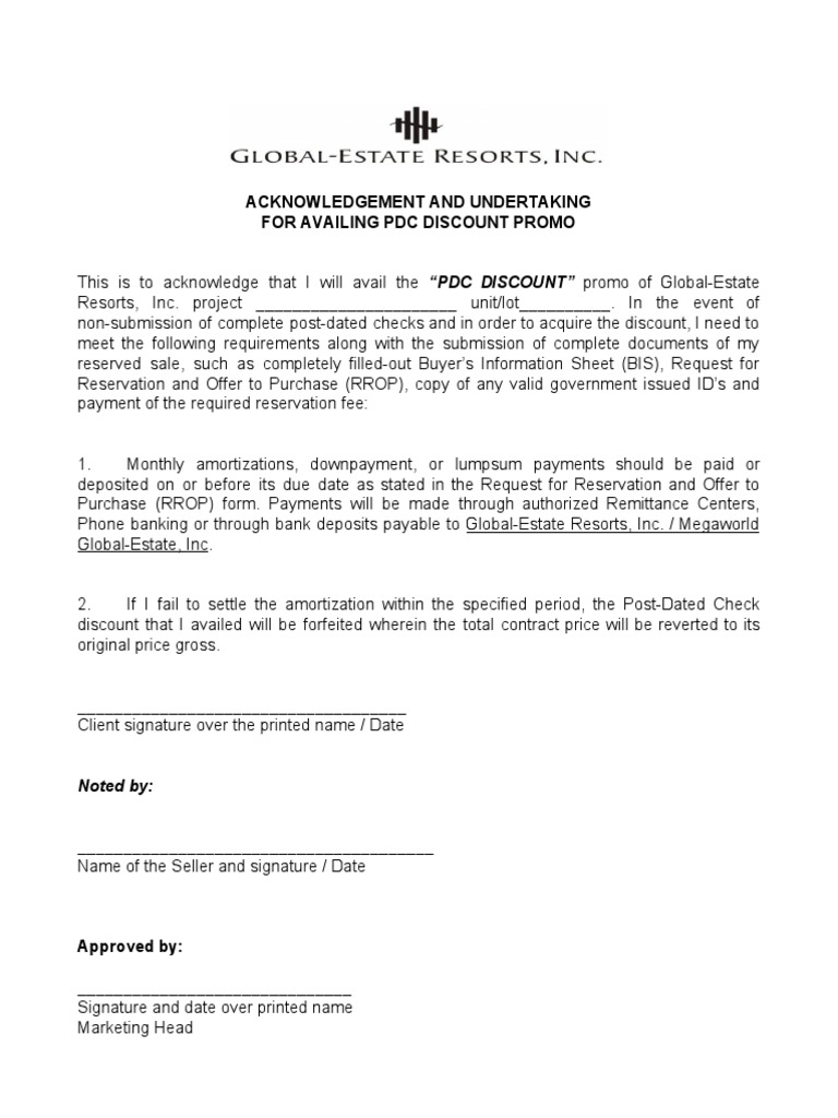 PDC Undertaking | PDF