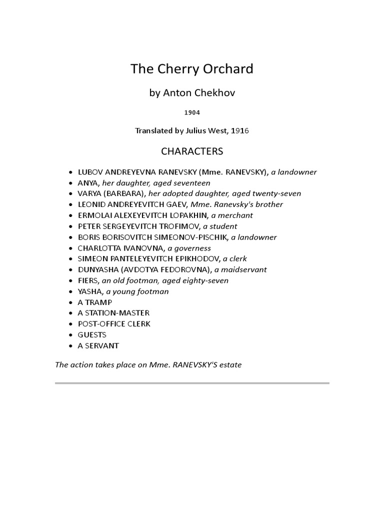 Cherry Orchard Script | PDF