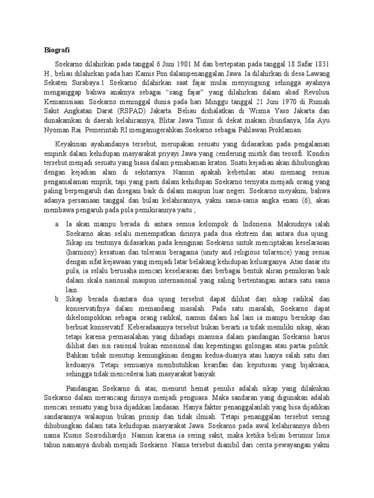 Biografi Soekarno Arkan | PDF