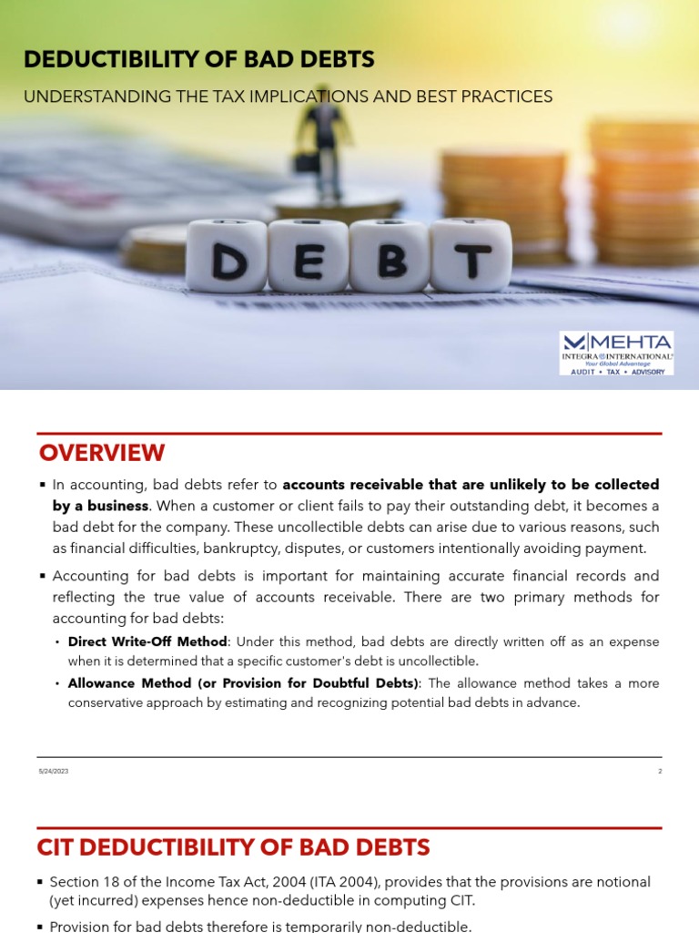 Tax Newsletter On Bad Debts | PDF | Bad Debt | Taxes