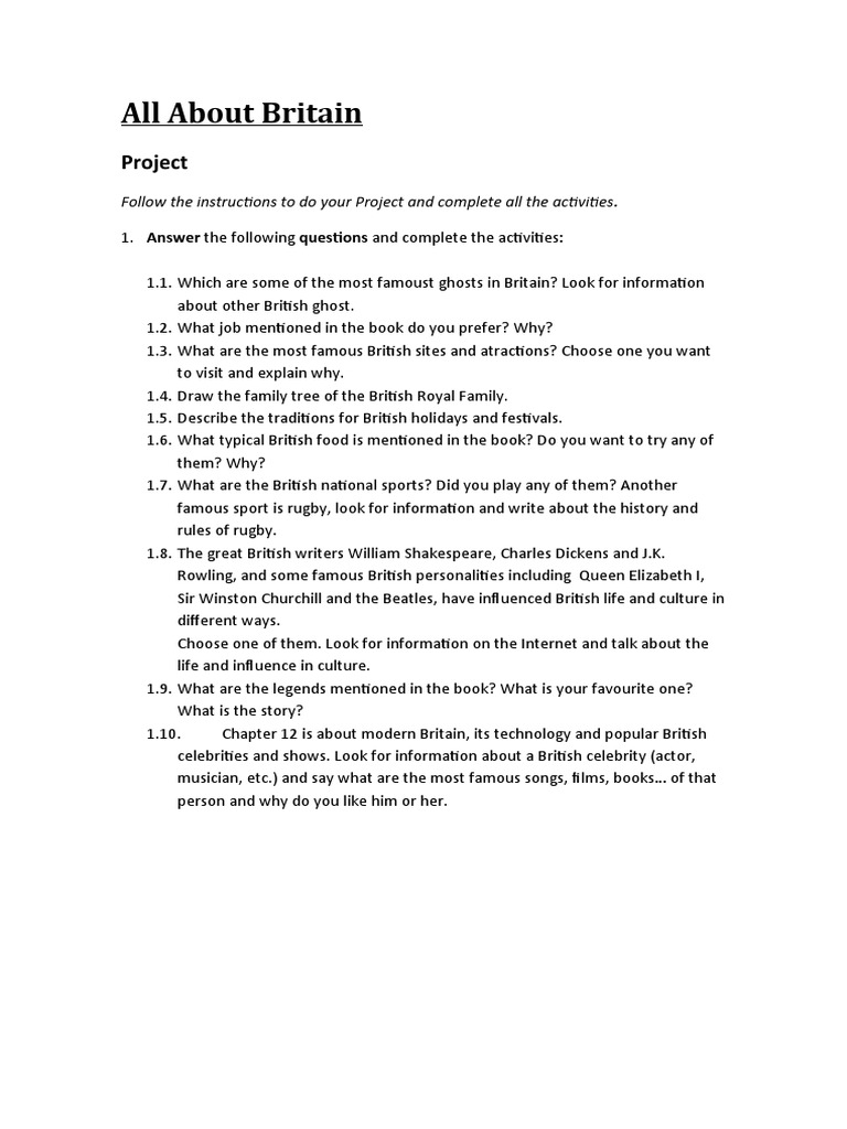 All about Britain Project | PDF