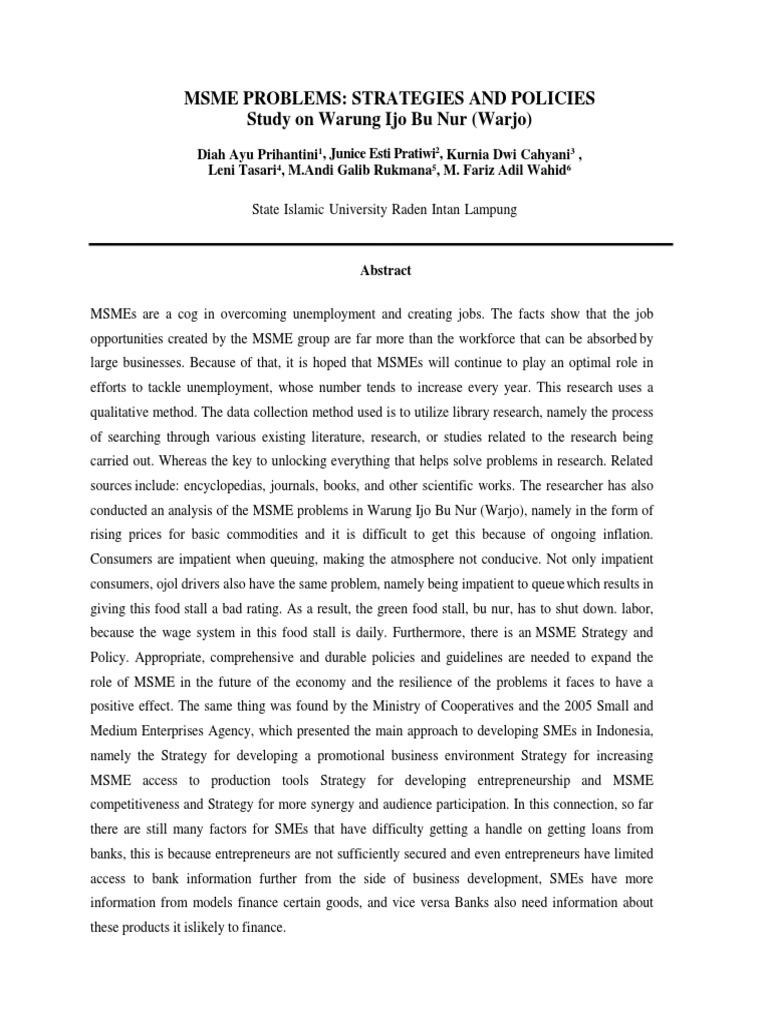 MSME Challenges and Solutions in Indonesia | PDF | Small And Medium ...