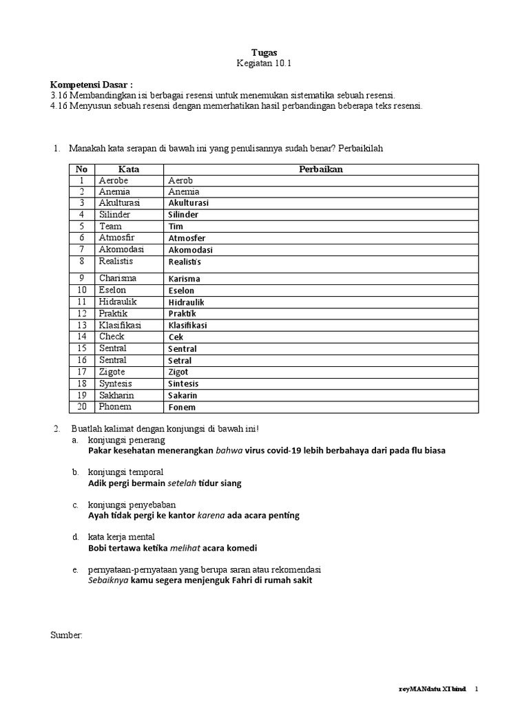 XI Tugas Keg. 10.1 | PDF