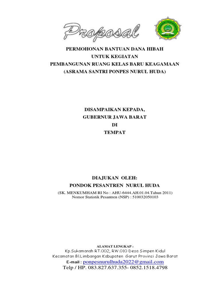 Proposal RKB Ponpes Nurul Huda Ke Gubernur 2022 | PDF