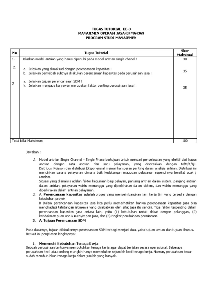 Manajemen Operasi Jasa - Ekma4369 | PDF