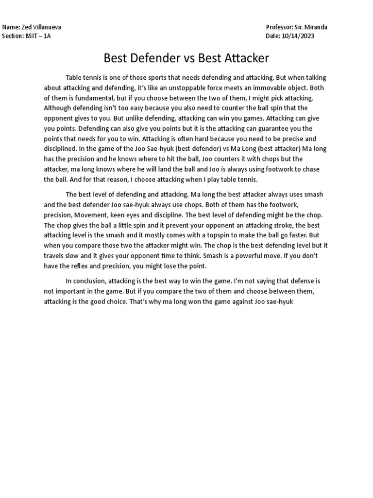 Table Tennis: Attack vs. Defense | PDF | Table Tennis | Games Of ...