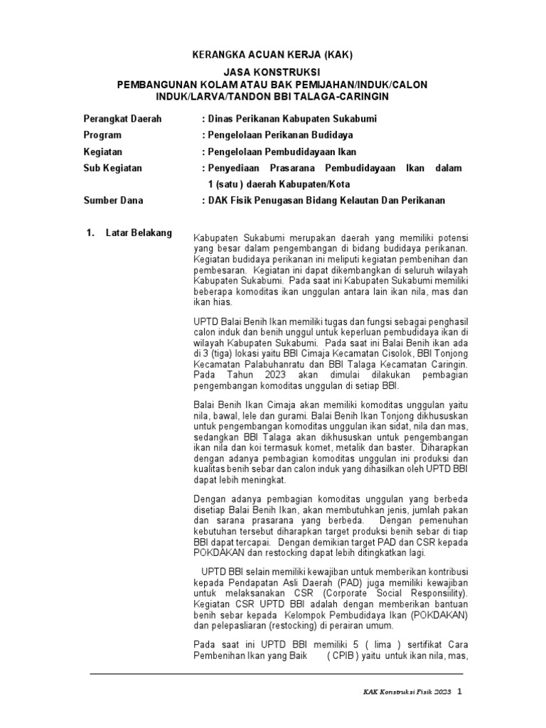 Kak Fix Kolam Talaga | PDF