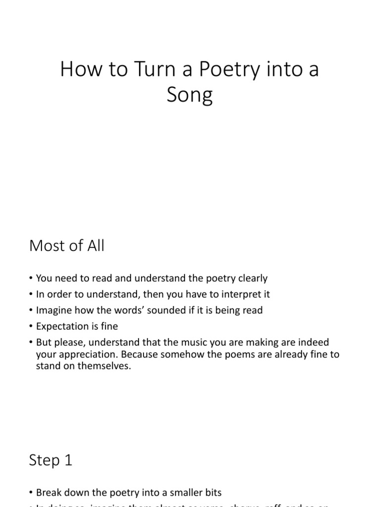 How To Turn A Poetry Into A Song | PDF
