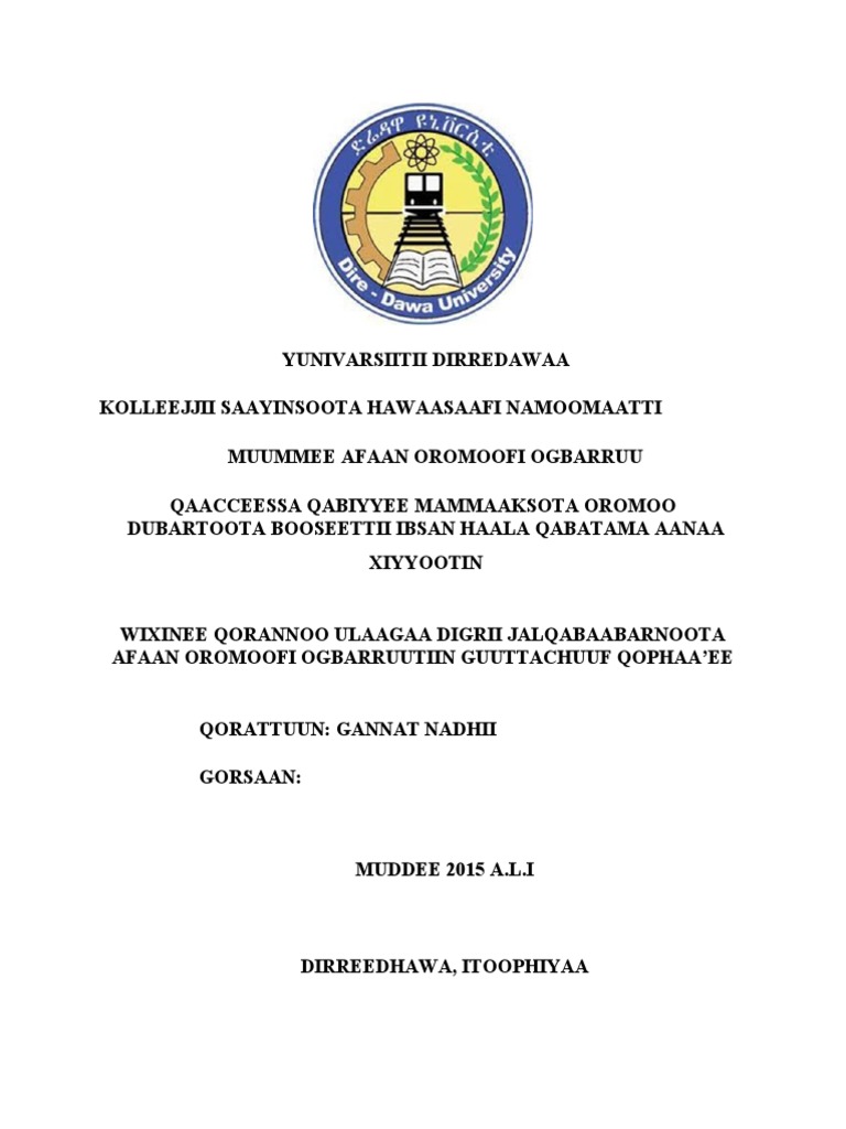 Wixinee Qorannoo Gannat Nadhii | PDF