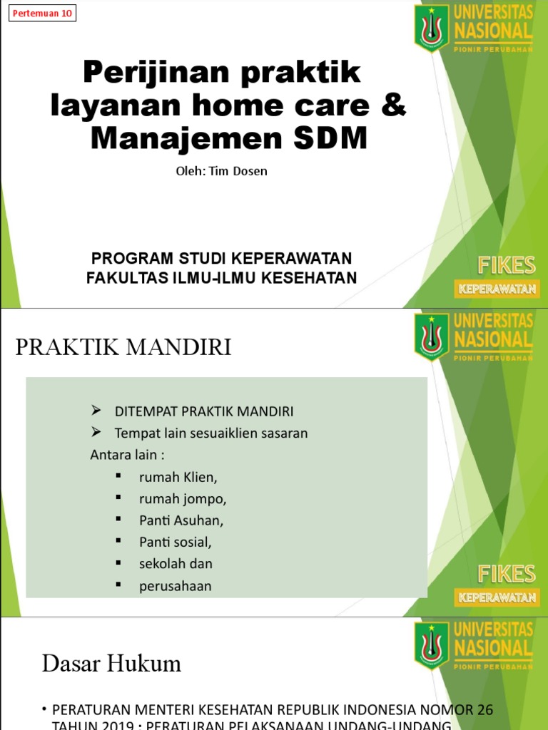 Pertemuan 10. PERIJINAN PRAKTIK HOME CARE | PDF