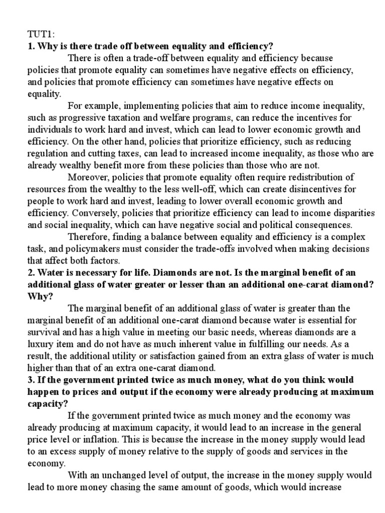 Trade-offs Between Equality and Efficiency | PDF | Cost Of Living ...