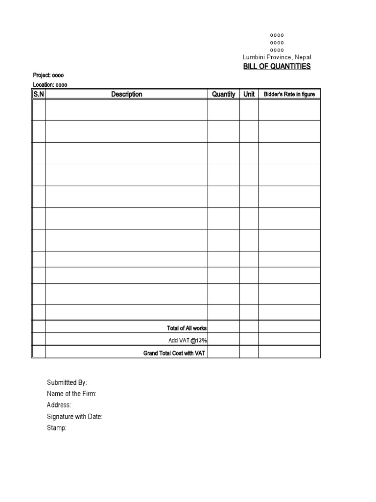 BoQ Sample | PDF | Building | Civil Engineering