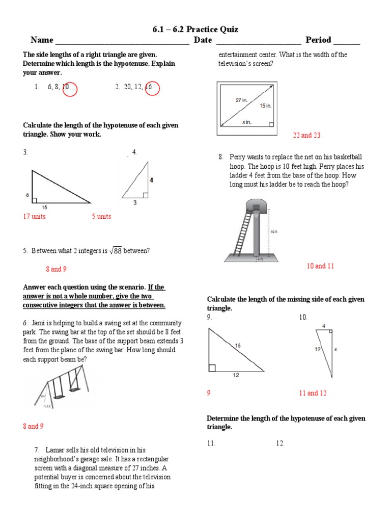KEY 8th 6 Practice Quiz | PDF | Triangle | Triangle Geometry