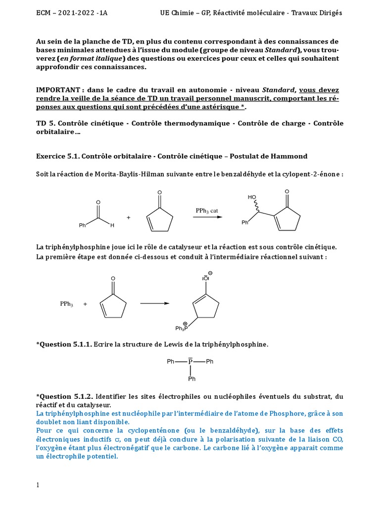 UE Chimie-GP Structure Moléculaire TD5 - Correction | PDF | Liaison chimique | Cétone