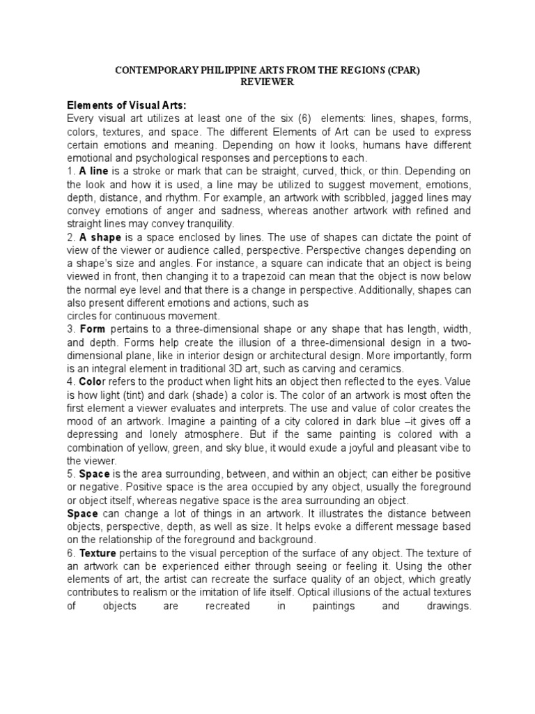 Elements of Visual Arts in CPAR | PDF | Shape | Museum