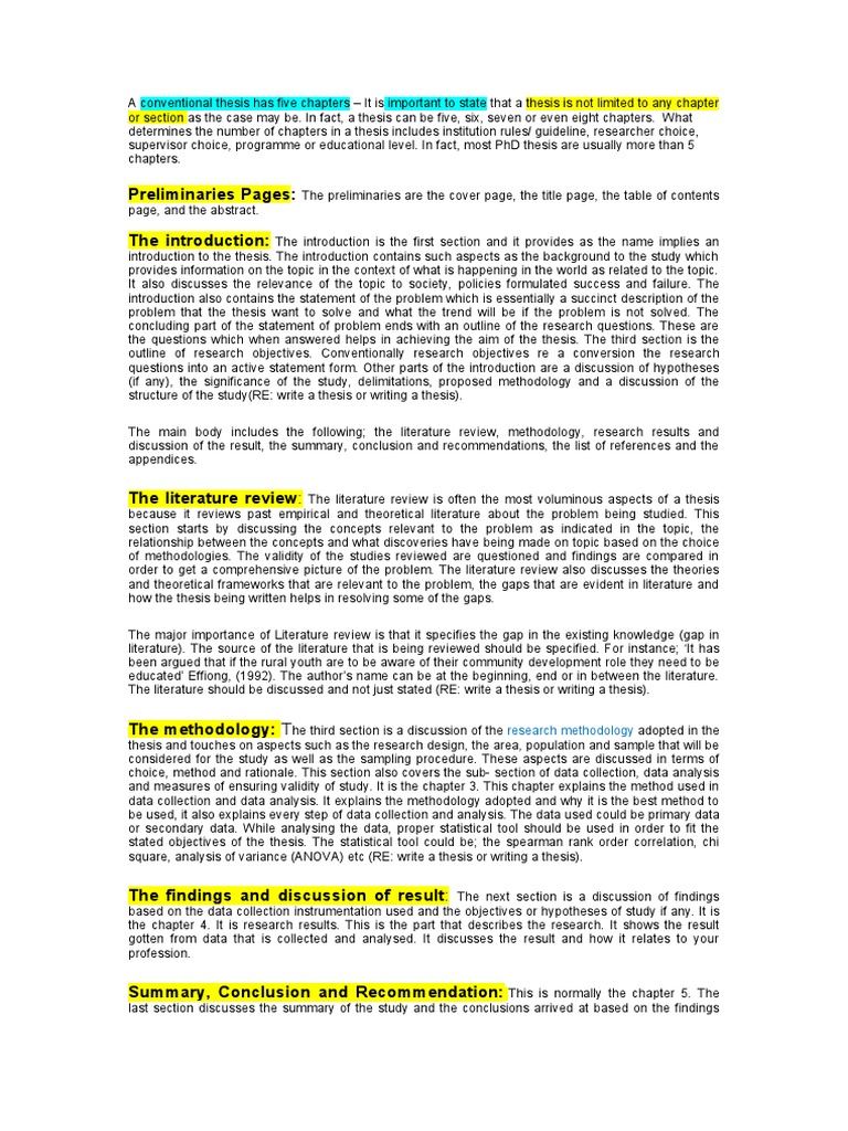 Parts of Thesis | PDF | Methodology | Thesis