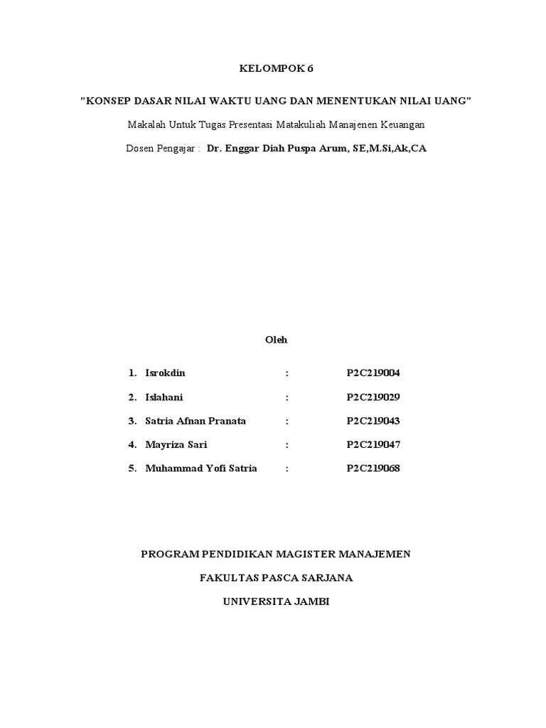 Konsep Nilai Waktu Uang Makalah Joki | PDF