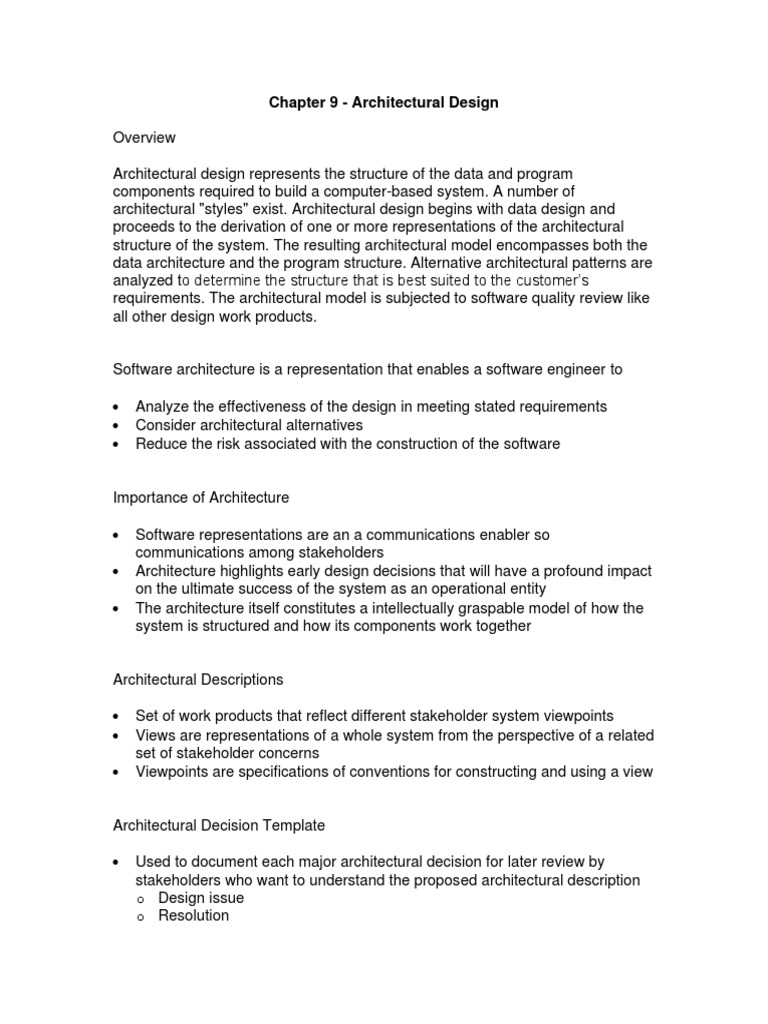 Chapter 9 - Architectural Design | PDF | Computers