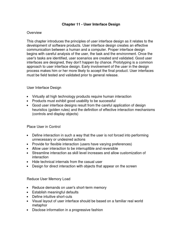 Chapter 11 - User Interface Design | PDF | User Interface Design | User ...