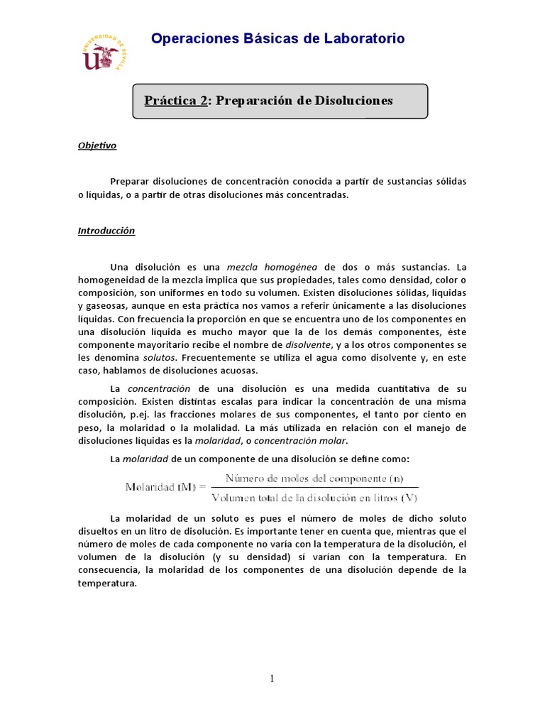 Práctica 2-Preparación de Disoluciones | PDF | Concentración | Química