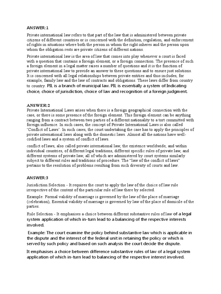Foreign Elements in Private International Law | PDF | International Law ...