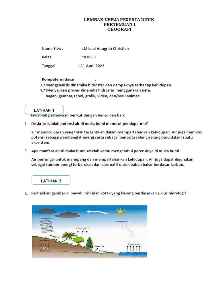 Potensi dan Dinamika Hidrosfer Kelas 10 | PDF