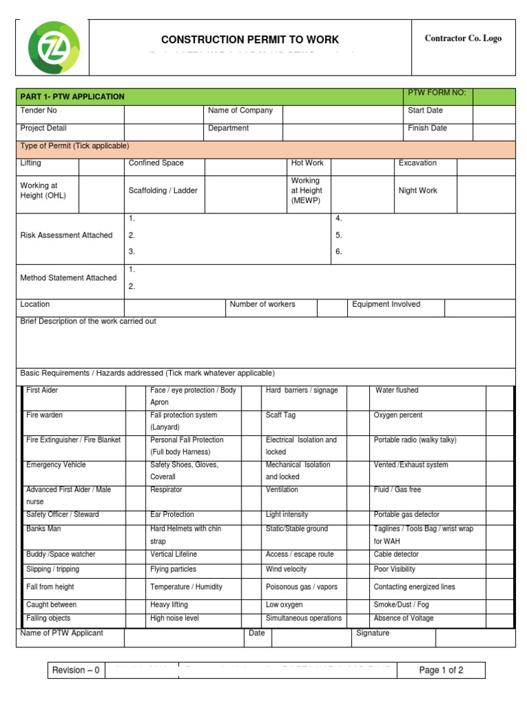 Pe - PTW Form | PDF | Firefighting | Occupational Safety And Health