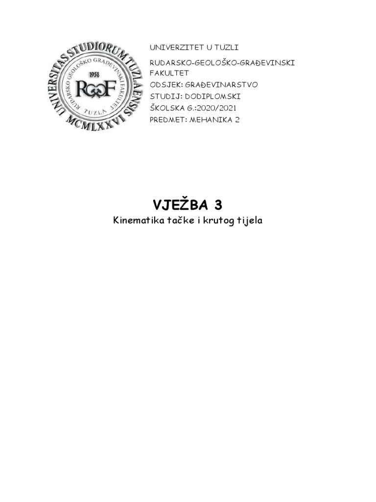 Mehanika 2-Vjezba 3 | PDF