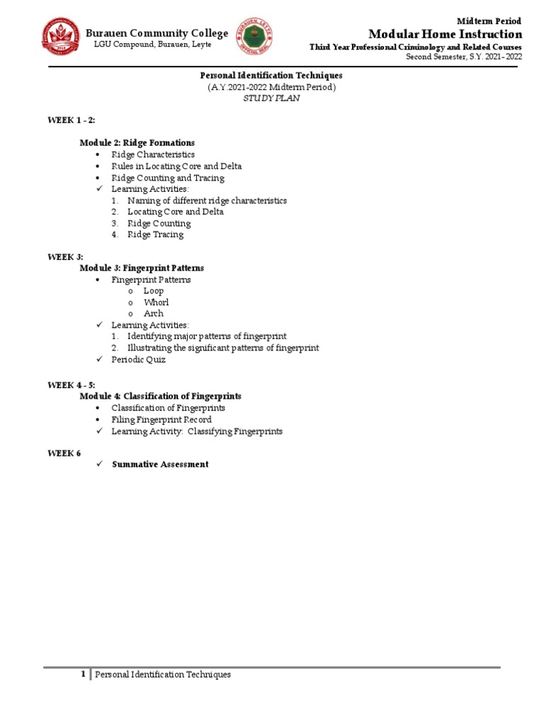 Personal Identification Technique Midterm 092243 | PDF