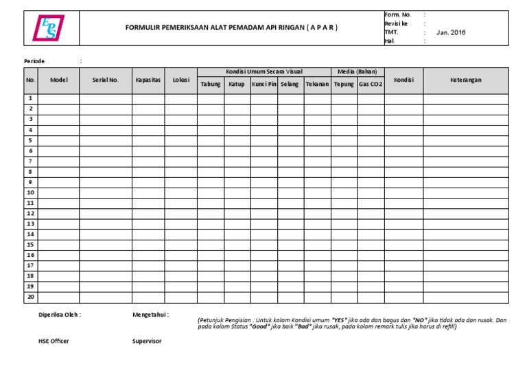 Form Pemeriksaan Apar Eps-1 | PDF