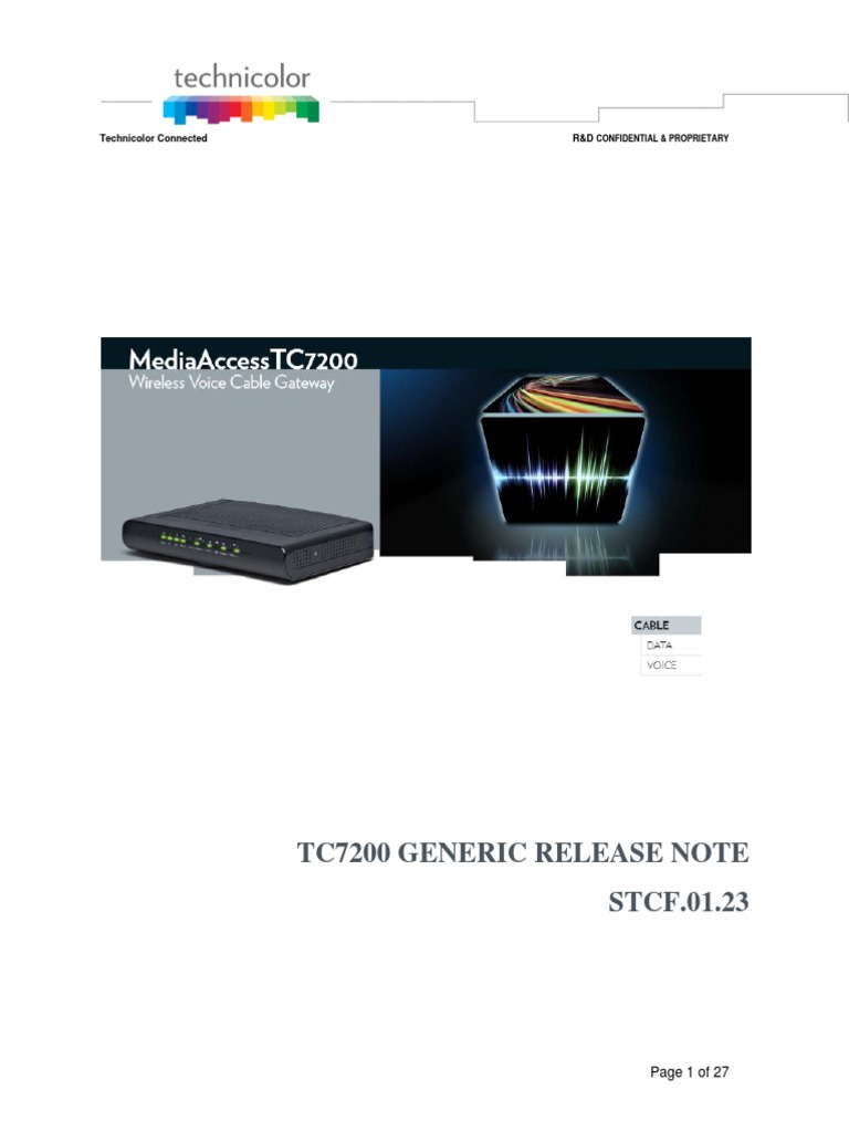 tc7200 Generic Sip Release Note stcf.01.23 | PDF | Cyberspace ...