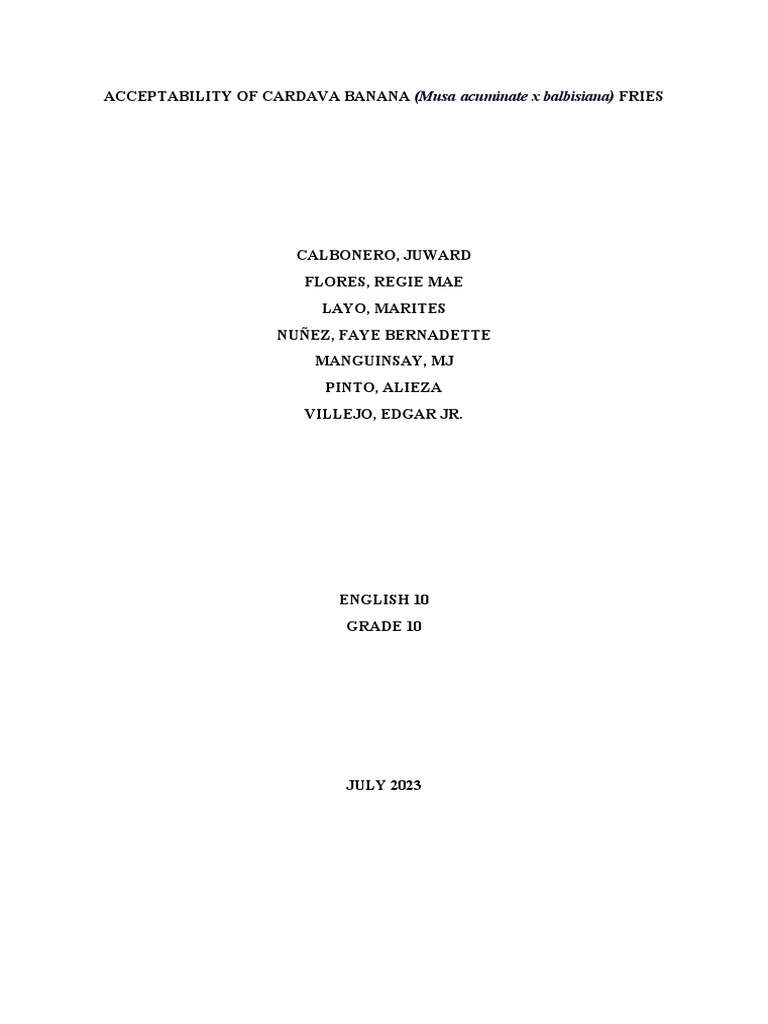 Thesis Cardava | PDF | Banana | Taste