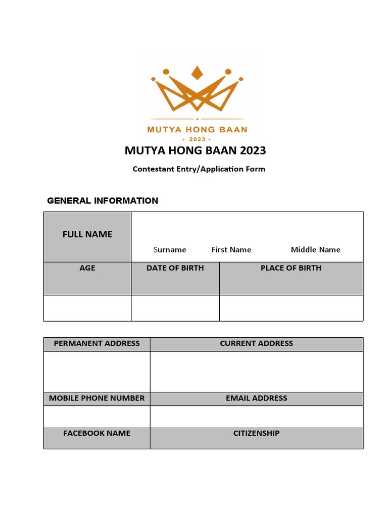 2023 Mutya Hong Baan Application Form | PDF | Privacy