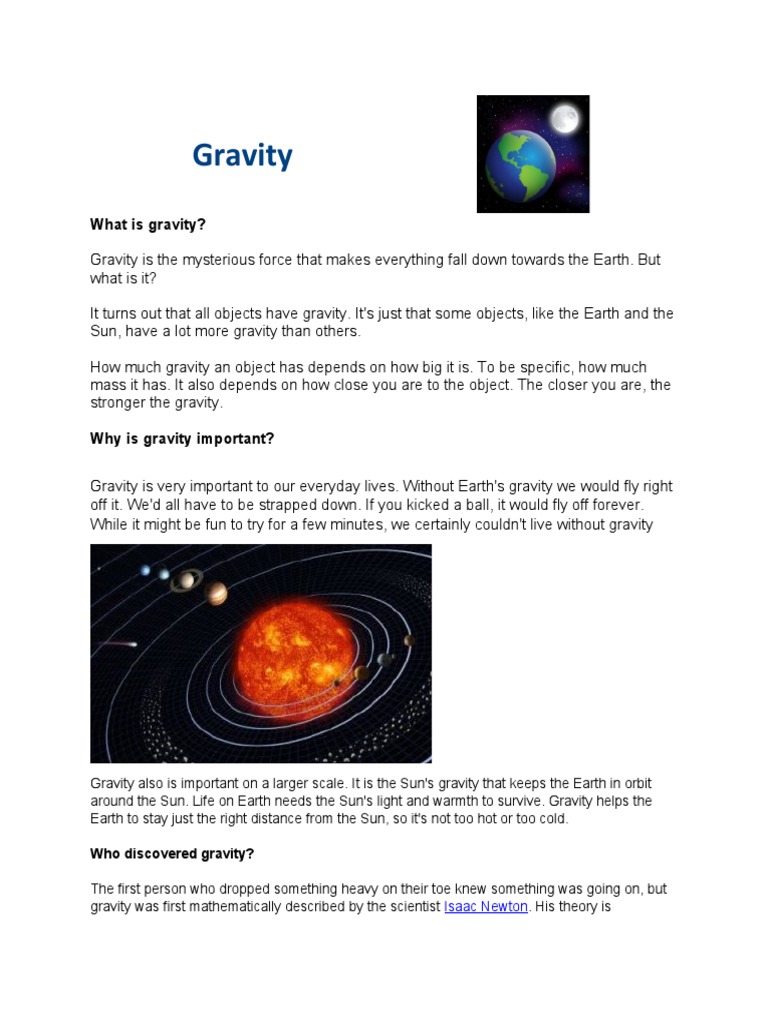 Gravity Grade 5-6 | PDF | Gravity | Mass