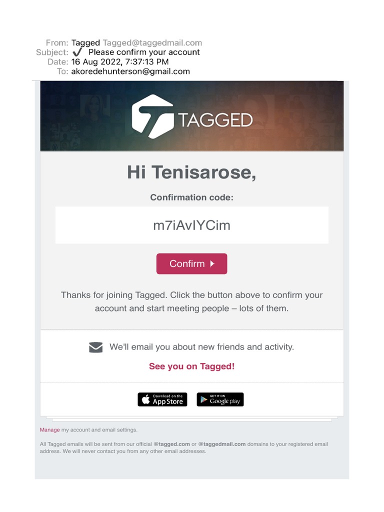 Confirm Your Tagged Account | PDF