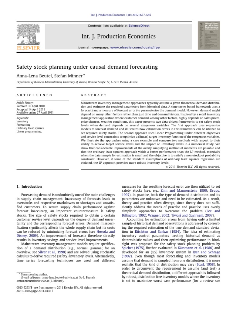 Safety Stock Planning Under Causal Demand Forecasting | PDF | Ordinary Least Squares | Errors ...